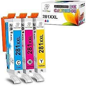 Miss Deer 281 Ink Cartridges Compatible Replacement for Canon CLI-281XXL 281 XXL for Canon PIXMA TS9120 TR7520 TR8520 TS8120 TS8220 TS8320 TS6100 TS6120 (1C+1M+1Y) 3 Pack
