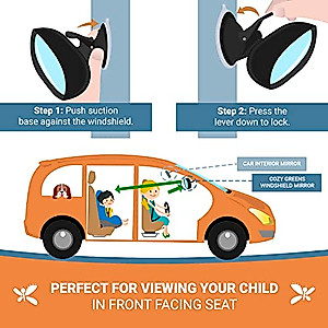 Rearview Baby Car Mirror Windshield Infant Front Facing, Shatterproof Child Safety Mirror, Adjustable Suction Cup (S) by COZY GREENS