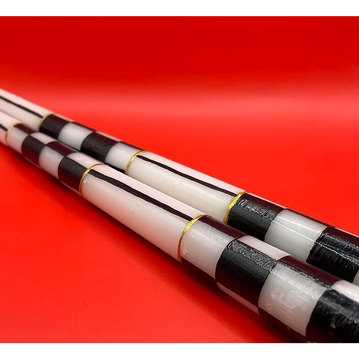 0 Handmade Decorative Hand Painted Taper Candles, 2 Pack | Checkered Black & White | for Dinner Table and Interior Decoration