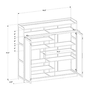 MoNiBloom Large 7 Tier Shoe Storage Cabinet with Doors, Bamboo Multifunctional Organizer Rack Unit Up to 40 Pairs for Bedroom Closet Entryway Living Room, Brown