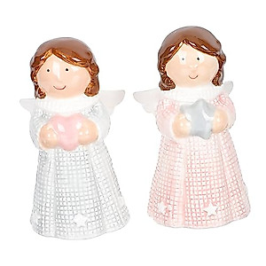 DECHOUS 1 Pair Ceramic Salt & Pepper Bottle Vintage Wedding Decor Memorial Gift Pink Home Decor Ceramic Pepper Bottle Pepper Grinder Shaker Girls Room Decor Angel Artware Salt Bottle
