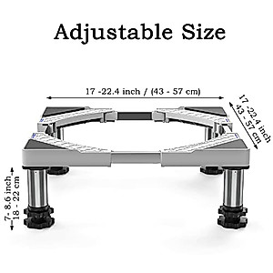 SEISSO Fridge Stand-Adjustable Washing Machine Base Stand with 4 Heavy Duty Feet Increase 7-8.6inch Height Universal Dryer Stand for Refrigerator Furniture Washing Dryer Max Load 770 LB (350 KG)