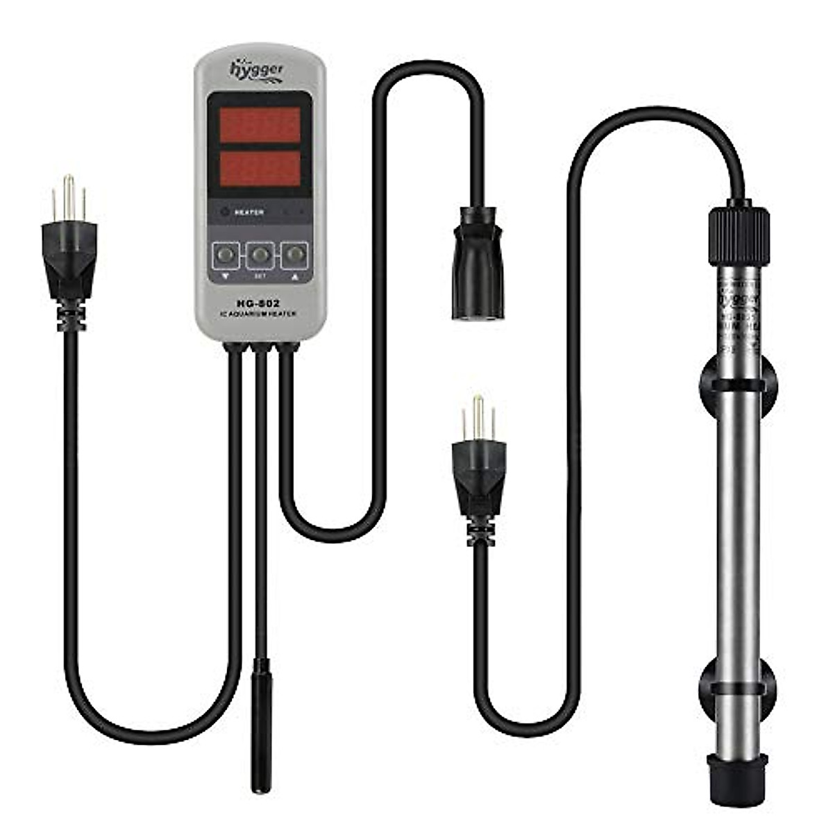 hygger Pinpoint Saltwater Aquarium Heater with Digital Thermostat IC Temp Controller, Titanium Tube Submersible Fish Tank Heater for Coral Reef 200 Watt