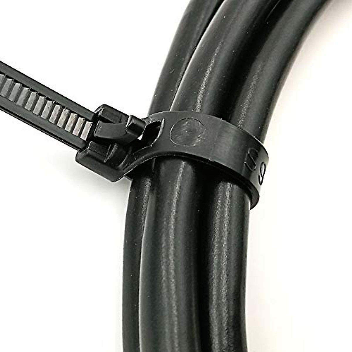 TUKKIVA Black Resuable Zip Ties Heavy Duty 8 Inch 50 Lbs Tensile Strength Releasable Cable Wire Ties 100 Pack