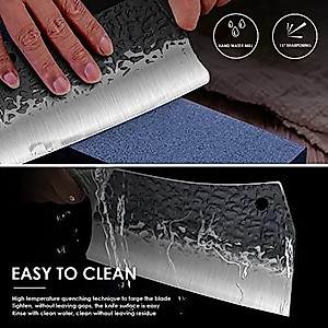 Full Tang 8 Inch Butcher Knife - Professional Hand Forged Heavy Duty Kitchen Chef Knife Meat Cleaver - German High Carbon Stainless Steel Kitchen Chef Knives for Home & Restaurant,Best Gifts