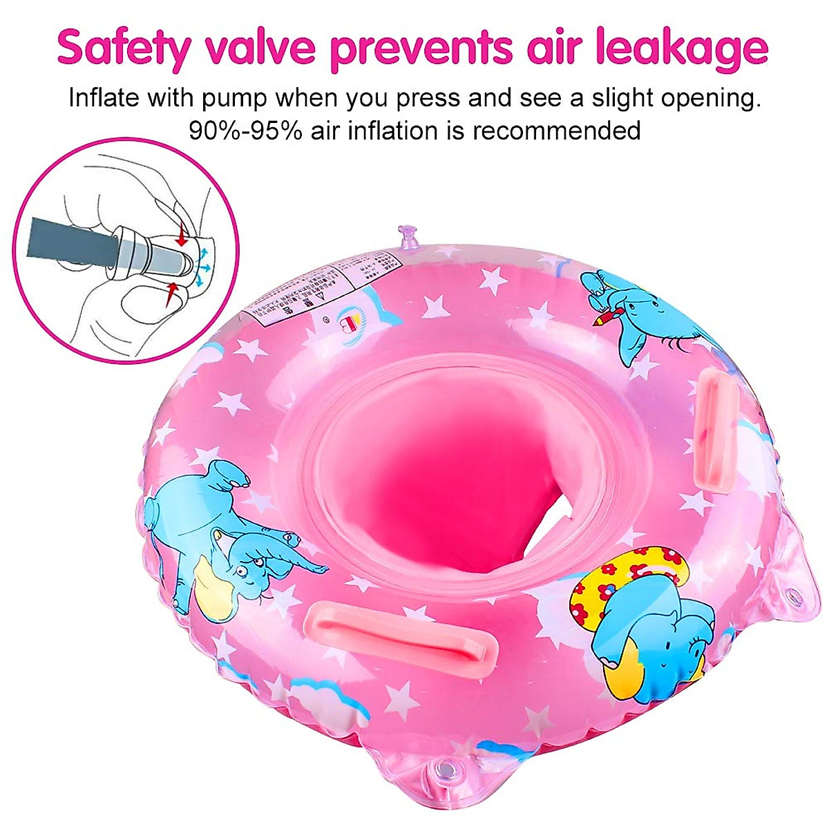 Walsai Baby Swimming Float, Inflatable Swimming Ring with Float Seat for 6 Months-6 Years Children (Pink)