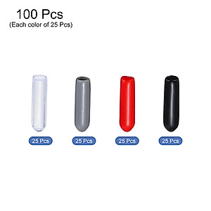 uxcell 100pcs Rubber End Caps 3mm(1/8") ID Screw Thread Protectors PVC Vinyl Round Tube Bolt Cap Cover, Black Red Grey Clear