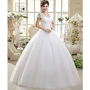Eyekepper Double Shoulder Floor Length Bridal Gown Wedding Dress Custom Size (04,White)