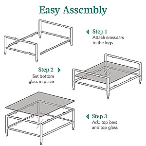 Best Choice Products 32” Square Glass Coffee Table, Large 2-Tier Accent Furniture for Living Room, Bedroom w/Metal Frame, Glass Shelves - Black