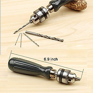 YAGSUW Hand Drill Bits Set 7 in 1 Manual Tool Pin Vises with Chuck Key & 5pcs Twist Drill Bits for Wood, Jewelry, Delicate Manual Work, Electronic Assembling and Model Making, DIY Drilling