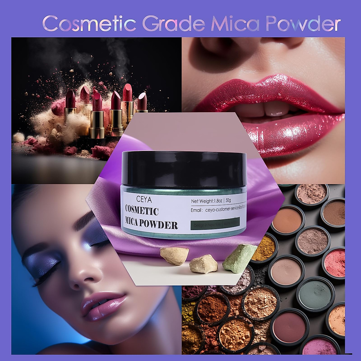 Ceya Mica Powder, 1.8oz/ 50g Ruby Red Lip Gloss Pigment Powder, Cosmetic Grade Soap Making Colorants Candle Dye for Epoxy Resin, Kintsugi Repair, Body Butter, Bath Bomb, Eye Shadow, Resin Craft, Nail