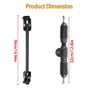 WFLNHB Steering Wheel Steel Kit Gear Rack Pinion Adjustable Shaft Set Replacement for 110cc Go Kart