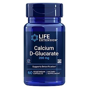 Life Extension Calcium D-glucarate 200mg - Detox, Liver Health Supplement - Supports Healthy Inflammatory Response - Once Daily, Gluten-free, Non-GMO, 60 Vegetable Capsules