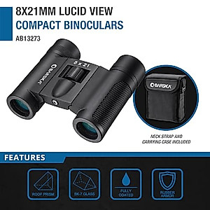 Barska Lucid View 8x21 New Compact Binoculars for Outdoor Travel Hunting Hiking Events