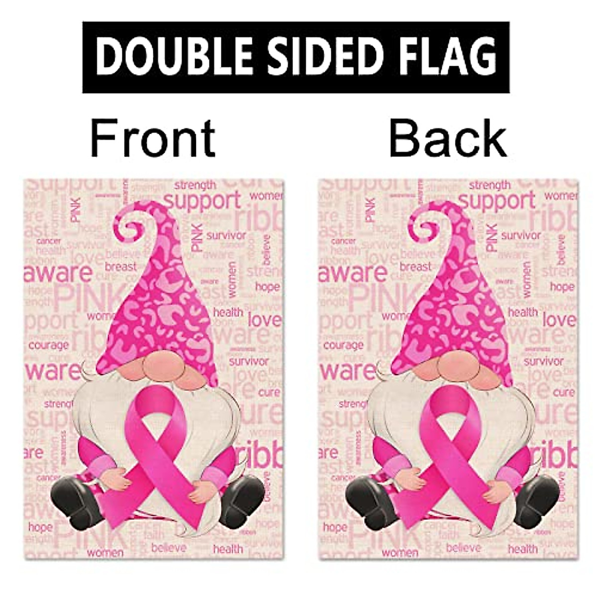 Vohado Breast Cancer Awareness Garden Flag Faith Love Hope Pink Ribbon Decoration Double Sized Yard Outdoor Decor