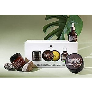 MIZON Multifunction Total Care Set Skincare routine with 24K Gold Snail Eye Patches (30 pairs) All in One Snail Repair Cream (2.53Fl Oz) and Snail Repair Intensive Ampoule (1.01Fl Oz)