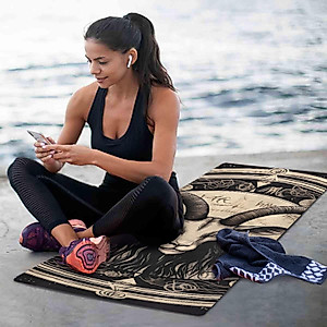 GOODOLD Goat Symbol Yoga Mat, 71 x 26 Inch Non-slip Yoga Mats Folding Travel Exercise Mat Indoor Outdoor Gym Pilates with Storage Bag for Women Men