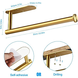 Paper Towel Holders,Paper Towels Rolls - for Kitchen,Paper Towels Bulk- Self-Adhesive Under Cabinet,Both Available in Adhesive and Screws,Stainless Steel Paper Towel Holder (Gold)