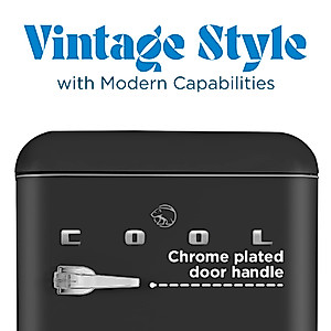 Commercial Cool CCRR4LB 4.0 Cu. Ft Freezer, Vintage Style 1 Slide-Out Glass Shelf and Crisper Cover, Retro Fridge,Black Refrigerator