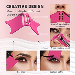 Noerrors 3Pcs Silicone Eyeliner Stencils Set Nose Contour Template Winged Tip Eyeliner Aid Multifunctional Eye Makeup Tool for Brow Eyelash Nose Shadow Highlighter Lipstick Contour Beginners Friendly