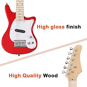 Ktaxon 30" Electric Guitar Kids Guitar Beginner Electric Guitar Kit with 5-watt Amp, Portable Bag, Adjustable Shoulder Strap, Plectrum, Power Wire and Wrench Tool(Red)