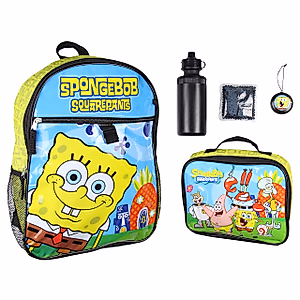 Nickelodeon SpongeBob SquarePants Characters Squidward Patrick Mr. Krabs Sandy Plankton Gary 5 PC Backpack Lunchbox Icepack Water Bottle