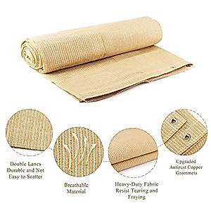 ABOSUN Outdoor Sun Shade Cloth, 6’ x 12’, Pergola, Deck, and Backyard Patio Sunshade with UV Protection, Heat Resistant HDPE Material, Reinforced Grommets (6x12 FT,Wheat)