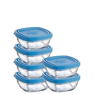 Duralex Made In France Lys 10-Ounce Square Bowl with Lid, Set of 6