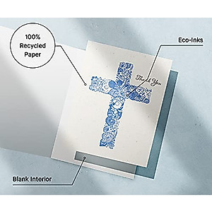 Twigs Paper - Christian Cross Thank You Card Set - 12 Blank Religious Cards (5.5 x 4.25 Inch) with 12 Envelopes - Eco Friendly Stationery - Made In The USA From Sustainable Materials