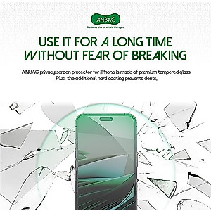 ANBAC Compatible for Apple iPhone 14Pro Blue Light Blocking Screen Protector Privacy Tempered Glass 6.1" with Alignment Tool Kit [1 Pack] - Cell Phone Blackout Tinted Private Screen Protector / Anti-Fingerprint / Scratch Resistant / Case Friendly