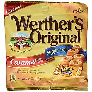 Werther's, Caramel Sugar Free Hard Candy, Original, 2.75 Ounce (Pack of 4), multi