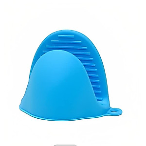 Non-Slip Gripper Pot Holder, Oven Heat Finger Gloves, Silicone Gloves, 2pc (Blue)