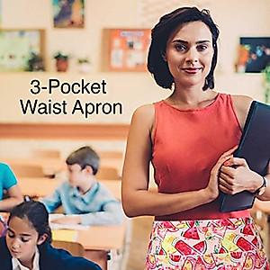 Plum Hill Tropical Waist Apron Set - Waitress Server Aprons - 3 Pockets; Cute Half Apron for Bartender, Restaurant, Coffee Shop, Teachers - Floral and Watermelon Drinks