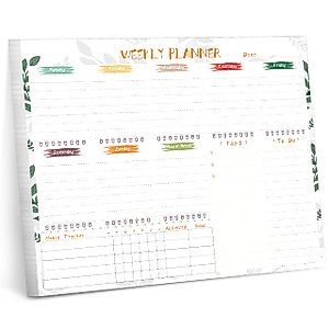 Weekly Planner Notepad - Undated Tear-Off Desk Notepad for To Do List, Notes and Habit Tracker -52 Thick Pages Weekly Calendar for Work Goals Daily Schedule, 8.5 x 11”