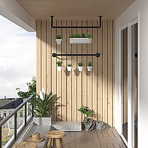 Industrial Pipe Clothes Rack 38.4", Wall Mounted Garment Rack Space-Saving Hanging Clothes Rack Detachable Black Iron Garment, Multi-Purpose Heavy Duty Clothing Hanging Rod for Closet Storage 2 Base