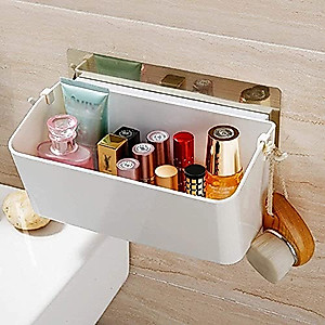AOOF Bathroom Shelf Shower Organiser Wall-Mounted Plastic Punch Free No Trace Sticker Hook Drain