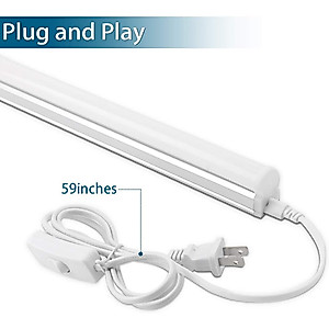 Barrina LED T5 Integrated Single Fixture, 4FT, 2200lm, 6500K (Super Bright White), 20W, Utility Shop Light, Ceiling and Under Cabinet Light, garage Light with Built-in ON/Off Switch