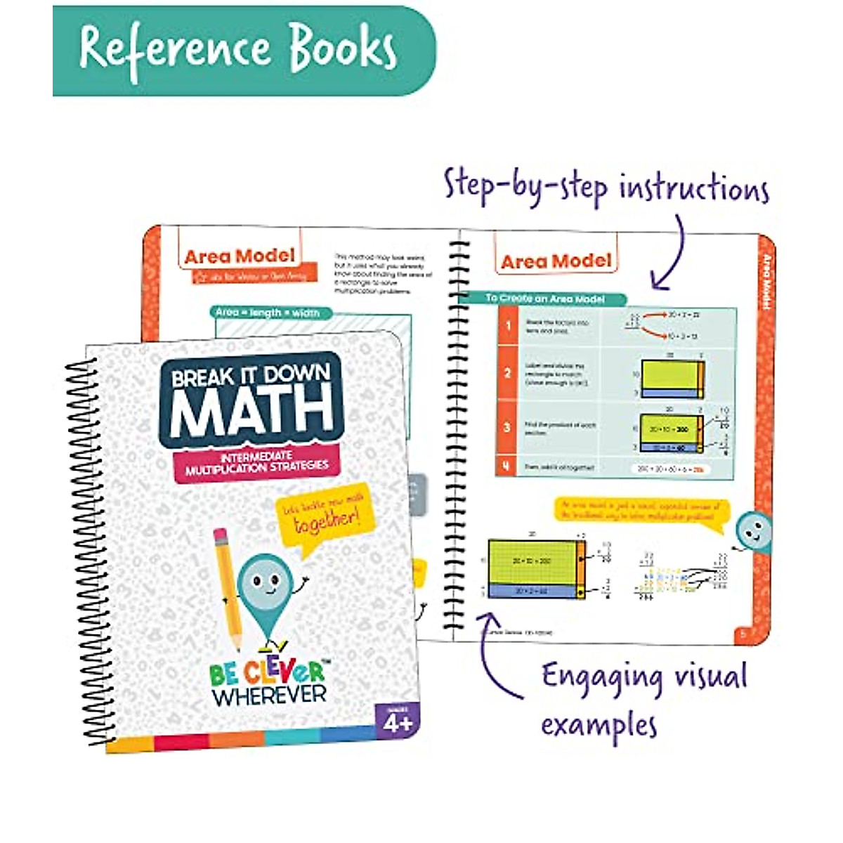 Be Clever Wherever Grade 4 Math Kit, 4th & 5th Grade Math Tool Kit, Intermediate Multiplication Strategies, Intermediate Division Strategies, and Intermediate Fractions Math Reference Books (17 Pc)