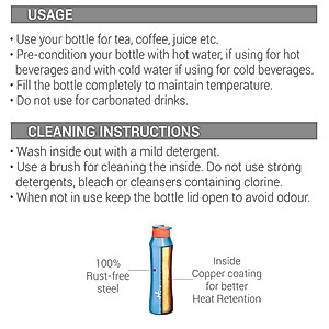 Milton Stark 900 Thermosteel 24 Hours Hot or Cold Water Bottle, 790 ml, Brown