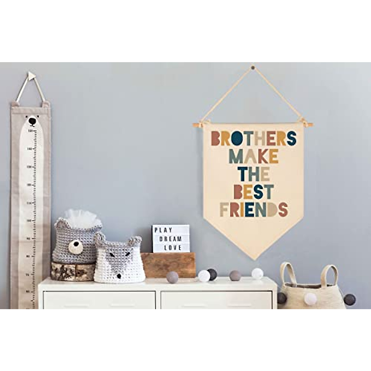 Brothers Make The Best Friends-Canvas Hanging Pennant Flag Banner Wall Sign Decor Gift for Nursery Bedroom Playroom Game Room Front Door Baby Kids Girl Boy Girl Teen-Birthday Christmas Gift