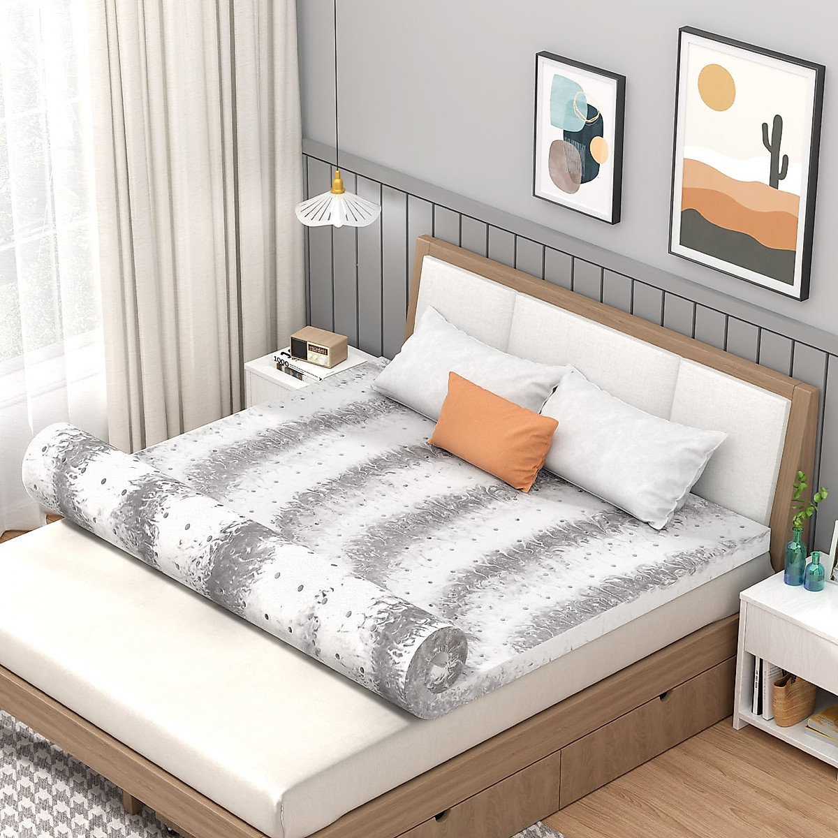 BedsPick 3 inch Mattress Topper Twin XL Memory Foam, XLong Single Mattresses Pad Extra Long Twin Charcoal Infused, College Dorm XLong Foam Mattress Toppers, CertiPUR-US and Oeko-Tex Standard