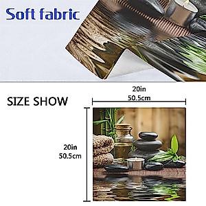 Haskirky Soft Reusable Satin Table Decorative Napkins,20x20InX1 PCSZen Basalt Stones on Wood,Family Dinner Wedding Banquet, Cocktail Party, Kitchen,Birthday Party