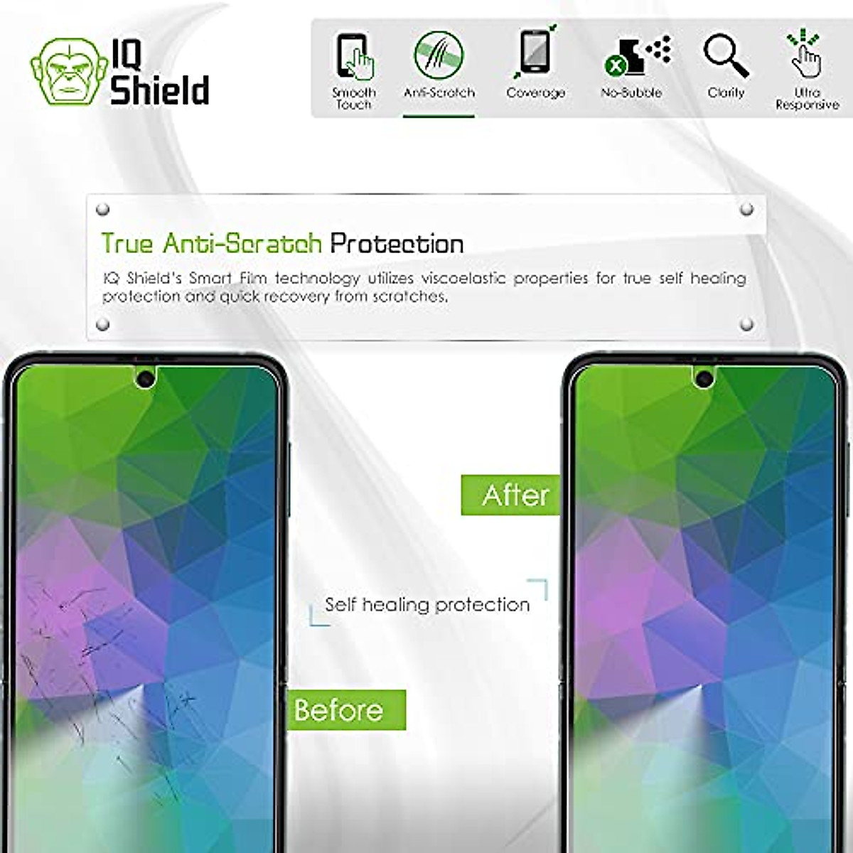 IQShield Screen Protector Compatible with Samsung Galaxy Z Flip 3 (2-Pack) Anti-Bubble Clear Film