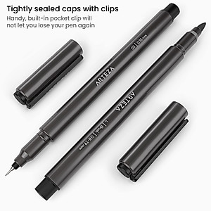 ARTEZA Micron Pens, Set of 10 Black Ink Archival Fineliners, Quick-Dry, Assorted Sizes Calligraphy Pens from 0.2mm to 7.9mm