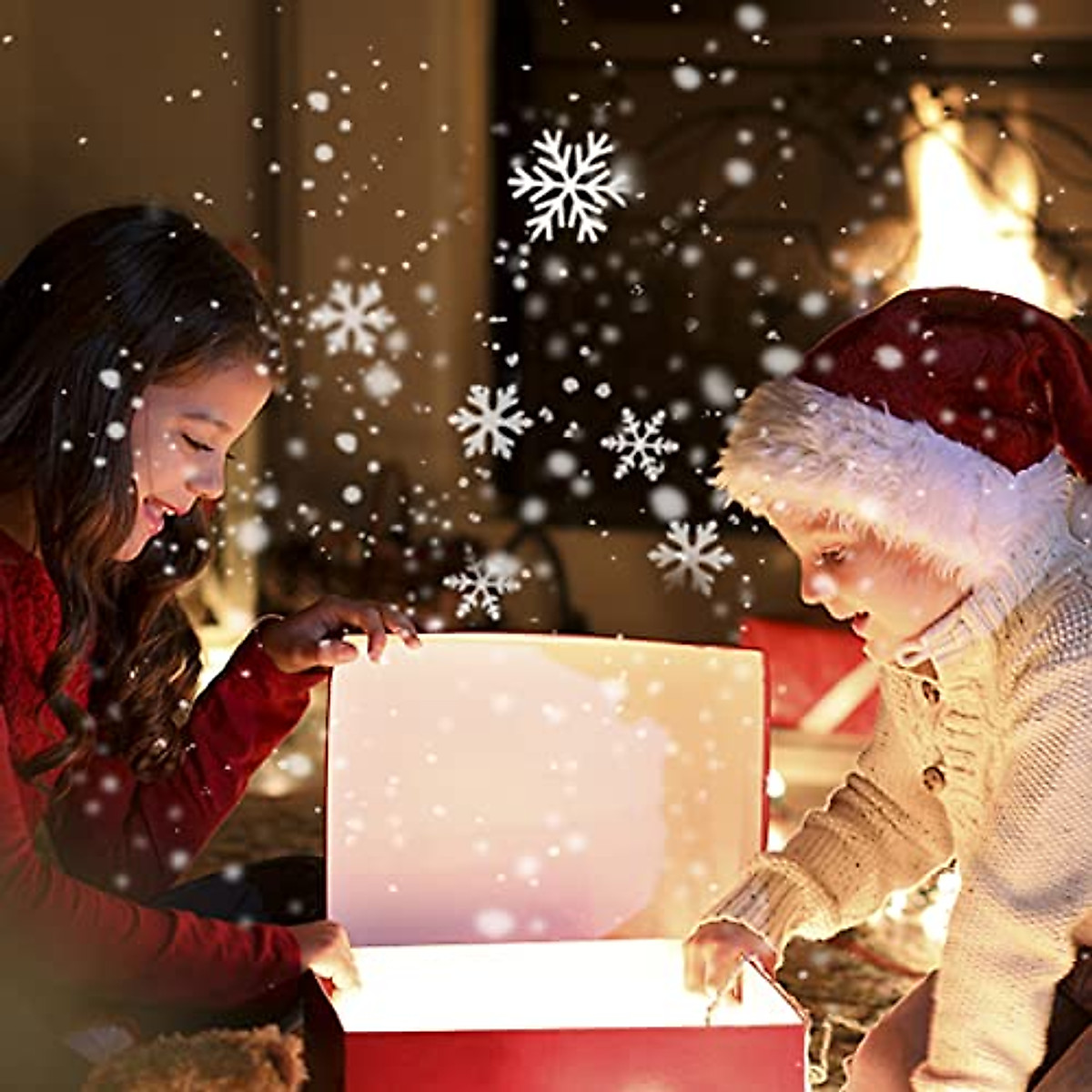 eletecpro Christmas Projector Lights Outdoor, IP44 Waterproof White Snow LED Snowflake Projector Lights Christmas Snowfall Lights, Upgrade 180° Rotating Holiday Lights