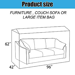 HERSENT 96 x 42 x 62 Inch Plastic Furniture Covers for Moving, Couch Cover for Sofa, Thick Clear Sofa Moving Cover, Waterproof Moving and Storage Bag