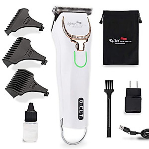 Ritter Hair & Beauty Care Professional Mini Hair Trimmer, balding Clippers, Travel Trimmer, 0mm 1.6" Blade, Powerful 7Watt 2-speeds, Li-ion, Work Corded & Cordless, 4 Hours Run Time (White)