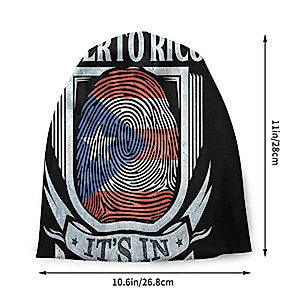 Unisex Beanie Caps Puerto Rico It is in My DNA Puerto Rican Flag Knit Hat Skull Cap Winter Summer Warm Womens Mens Hats Black