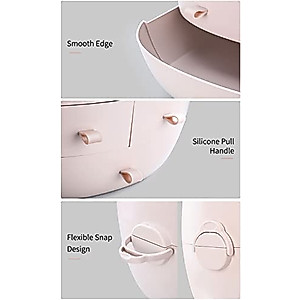 SHINYSTAR Extendable Large Cosmetic Storage Organizer with Drawers-Clear Makeup Box with Lid and Handle-Beauty Organizers and Storage Countertop-Skincare Organizers Dust Water Proof (Light Pink)