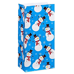 American Greetings 10.375'' Christmas Goodie Bags, Snowman and Snowflakes (16 Bags)